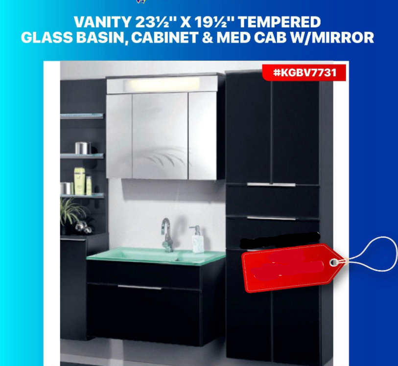 Vanity Basin, Cabinet, Med Cab with Mirror 23.5" x 19.5" – Yee Ken Hardware