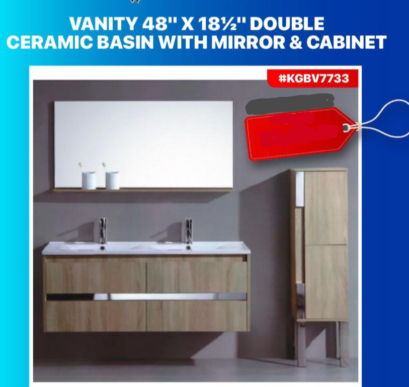 Vanity double basin with mirror & cabinet 48" x18.5" – Yee Ken Hardware